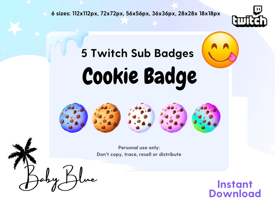 Cookie Badges for Twitch Subscribers 5 Icons 6 Sizes - Etsy