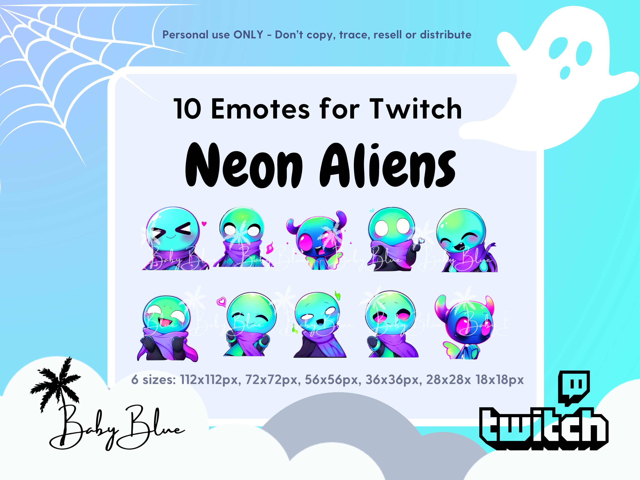 Neon Aliens Kawaii Twitch Emotes, Digital Download, Cute and Funny - Etsy