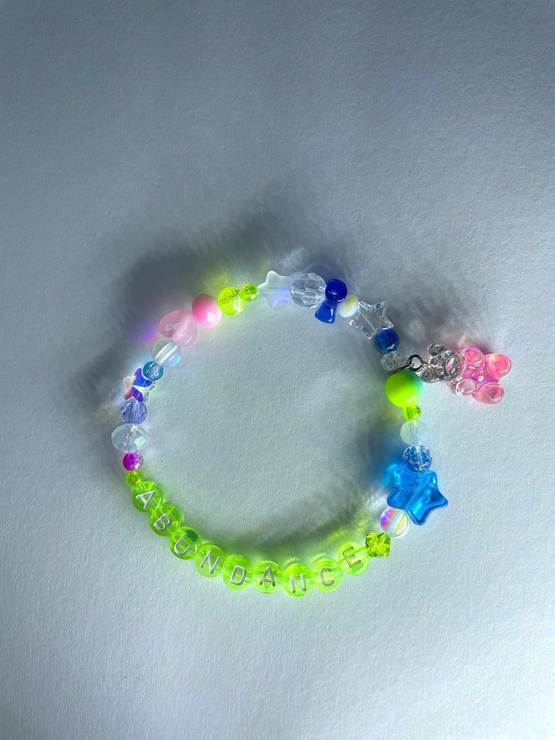 Kandi Customizable Name Abundance Bracelets Set of 3 Neon Green Vibes ...
