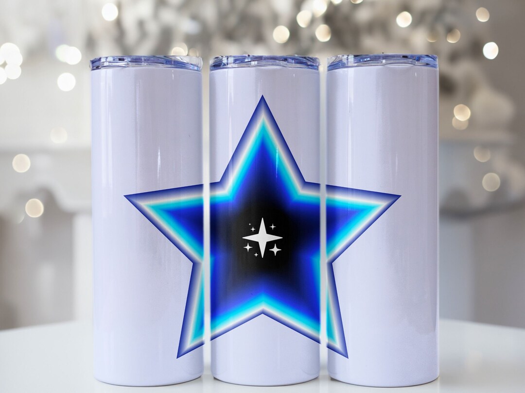 Blue Super Star Sublimation Design for 20 Oz Straight Tumbler, Tumbler ...