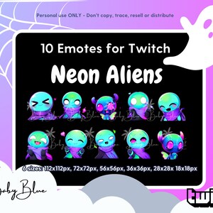 Neon Aliens Kawaii Twitch Emotes, Digital Download, Cute and Funny - Etsy
