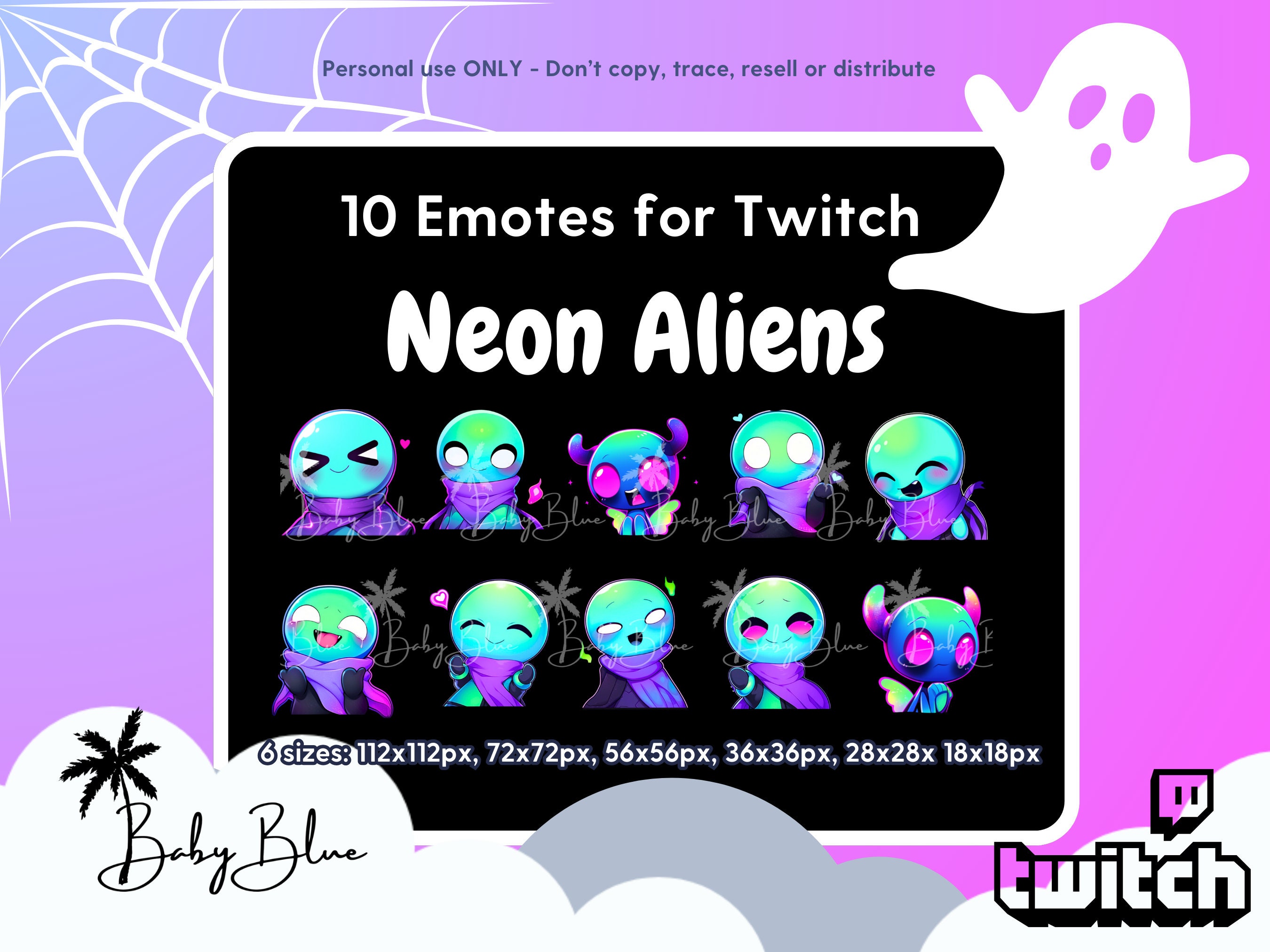 Neon Aliens Kawaii Twitch Emotes, Digital Download, Cute and Funny - Etsy