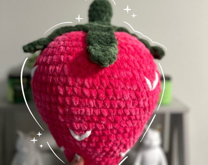 Jumbo Handmade Crochet Strawberry Plushie - Etsy