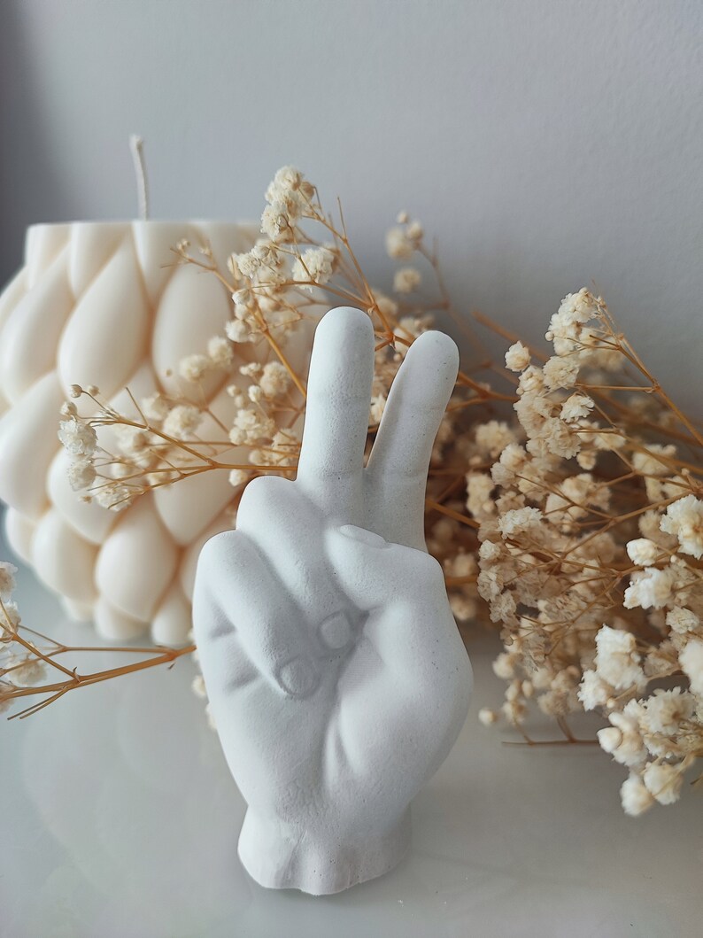 Finger Peace Hand Sculpture Deco Statement Gift Deco Figure - Etsy