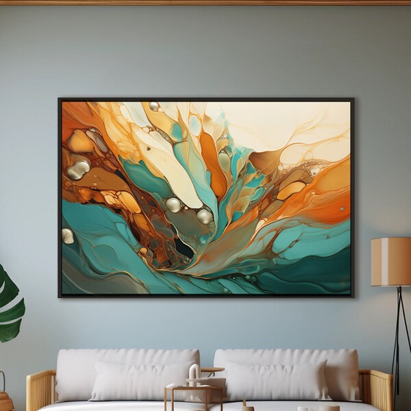 Turquoise Orange Art - Etsy