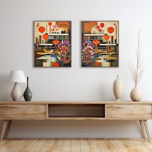 Set of 2 Prints Retro Mid-century Modern Decor, Home Decor, Over the ...