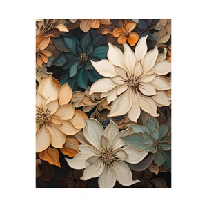 Boho Flower Poster, Earth Tones Room Decor, Botanical Wall Art, Bedroom ...