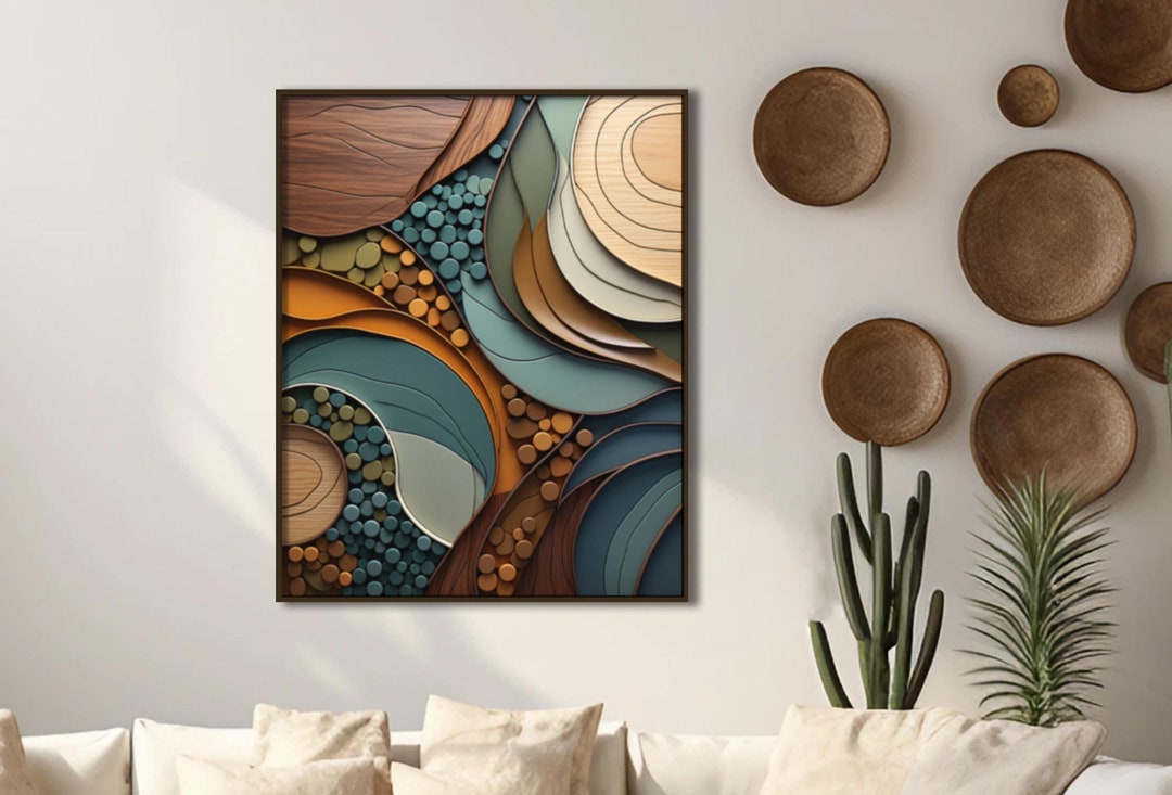 Blues and Browns Make up This Wood "look" Print. Printed on Fine Art ...