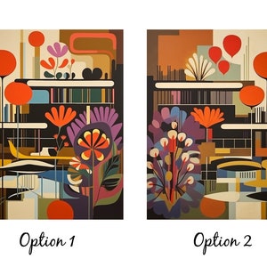 Set of 2 Prints Retro Mid-century Modern Decor, Home Decor, Over the ...