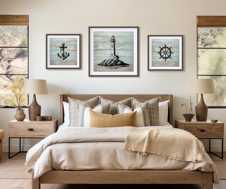 Set of Nautical Art Prints, Beach House Poster, Simple Minimalist ...