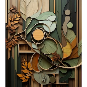 Botanical Print, Boho Wood-look Poster, Room Decor, Bedroom Art, Earth ...