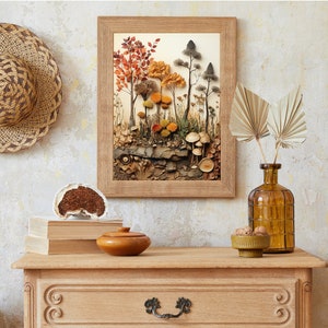 Earth Elements Botanical Print, Boho Mushroom Poster, Room Decor ...
