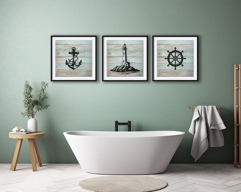 Set of Nautical Art Prints, Beach House Poster, Simple Minimalist ...
