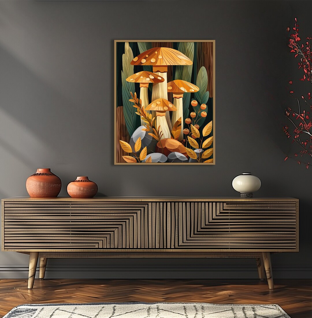Boho Mushroom Poster, Cool Bohemian Room Decor, Bedroom Art, Earth ...