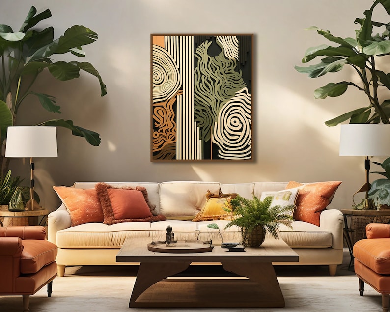 Abstract Earthtones Art Print, Boho Shapes Poster, Room Decor, Bedroom ...