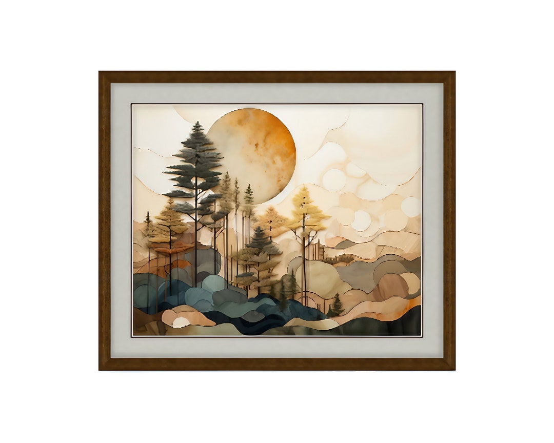 Abstract Landscape Earth Elements Botanical Print, Boho Poster, Room ...