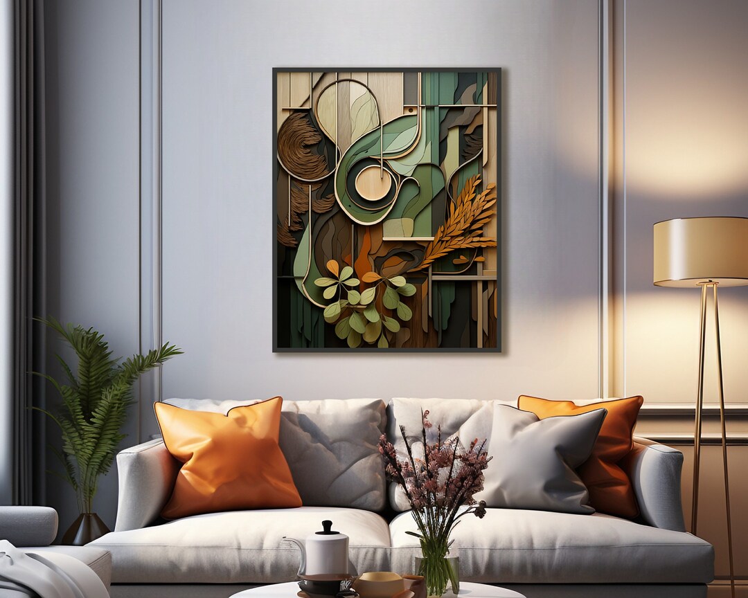 Botanical Print, Boho Wood Shapes Poster, Room Decor, Bedroom Art ...