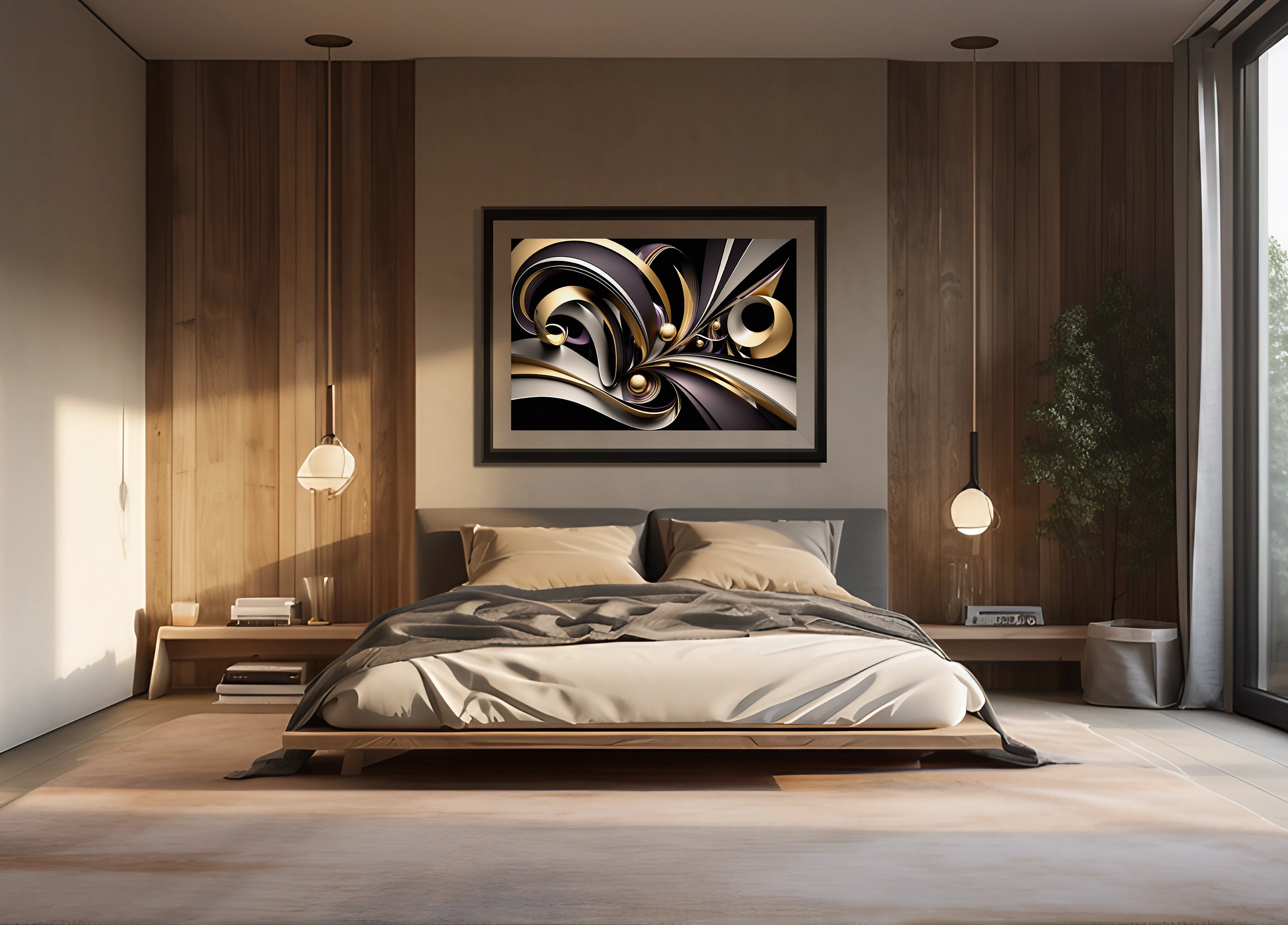 Man Cave Art, Cool Unique Abstract Art, Bachelor Pad Art, AI Generated ...