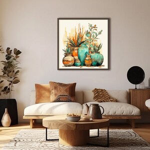 3 Piece Set Southwest Style Art Prints - Southwest Pots, Botanicals ...