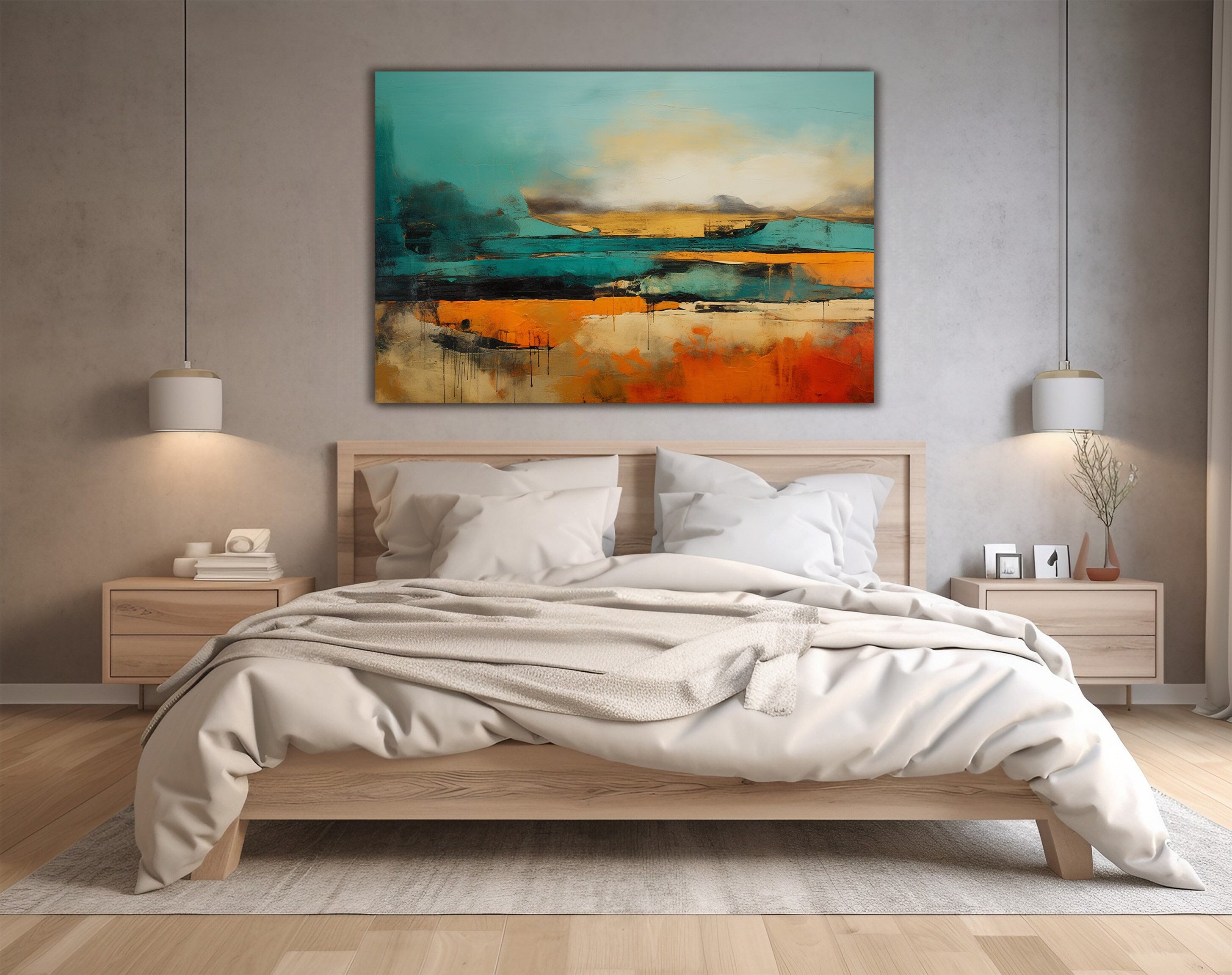 Abstract Wall Art. Nature-inspired Print, Bold Beautiful Orange and ...