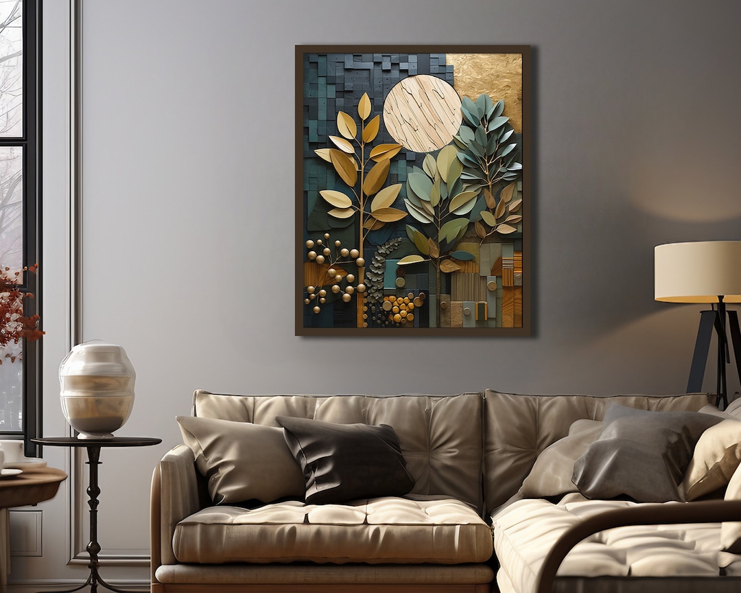 Boho Earth Tones Art Print: Wood-grain Effect, Neutral Decor - Etsy