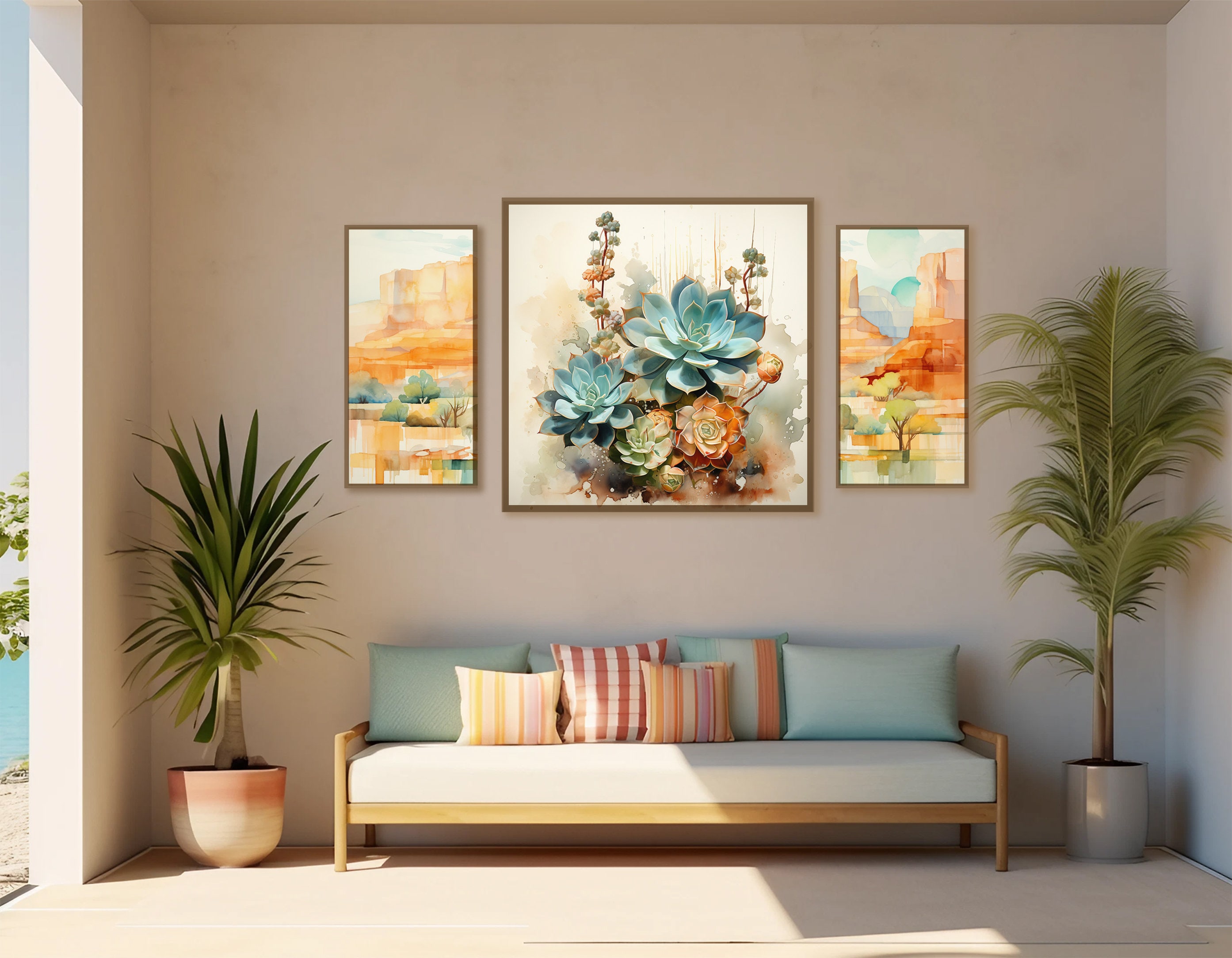 3 Piece Set Succulent Art Prints Southwest Inspired, Botanicals ...