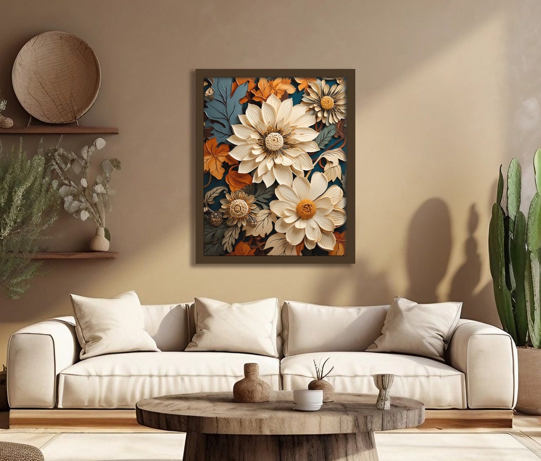 Boho Floral, Earth Tones Room Decor, Botanical Wall Art, Bedroom Art ...