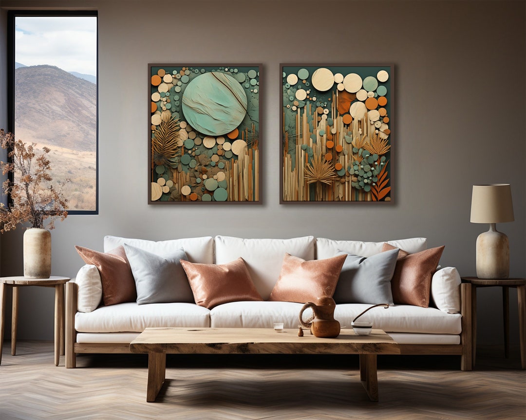 Set of 2 Boho Neutral Earth-tone Art Prints, Bedroom Decor, Home Decor ...