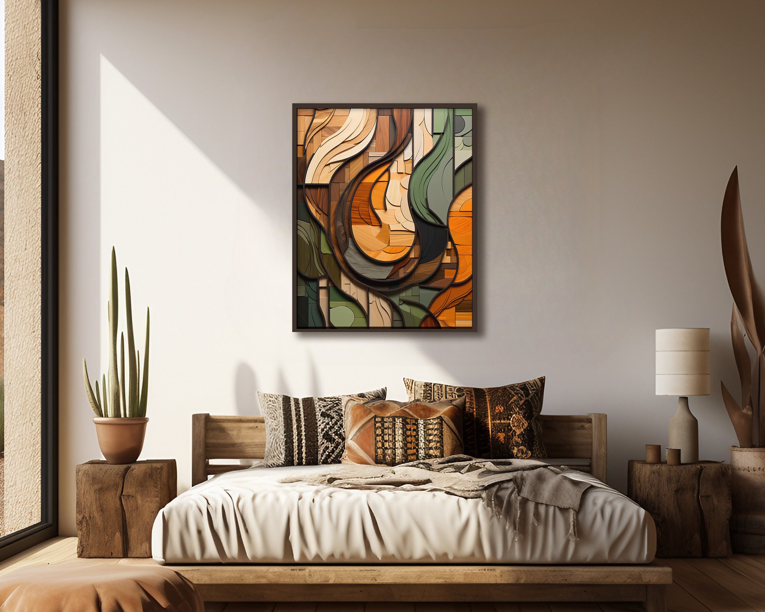 Boho Wood Shapes Poster, Earth Tones Print, Unique Home Decor, Neutral ...