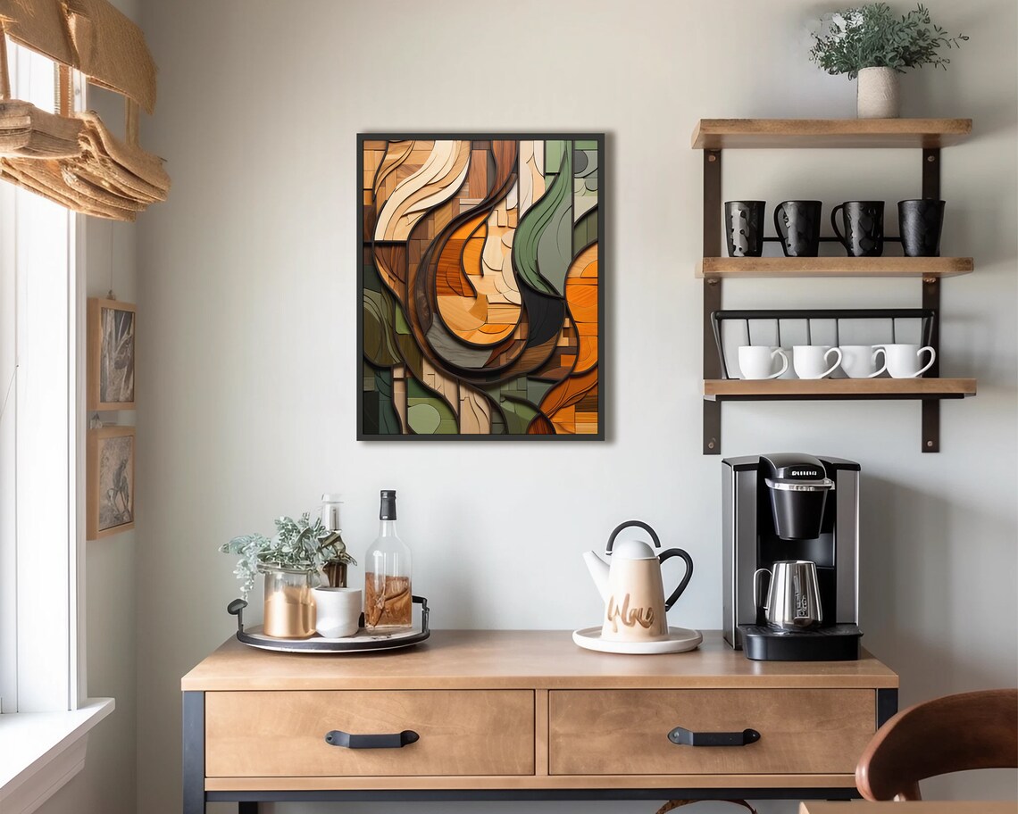Boho Wood Shapes Poster, Earth Tones Print, Unique Home Decor, Neutral ...