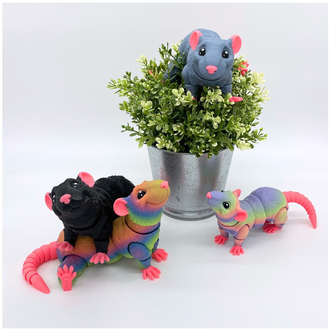 3D Printed Articulated Rat Toy: Poseable Fidget Animal - Etsy