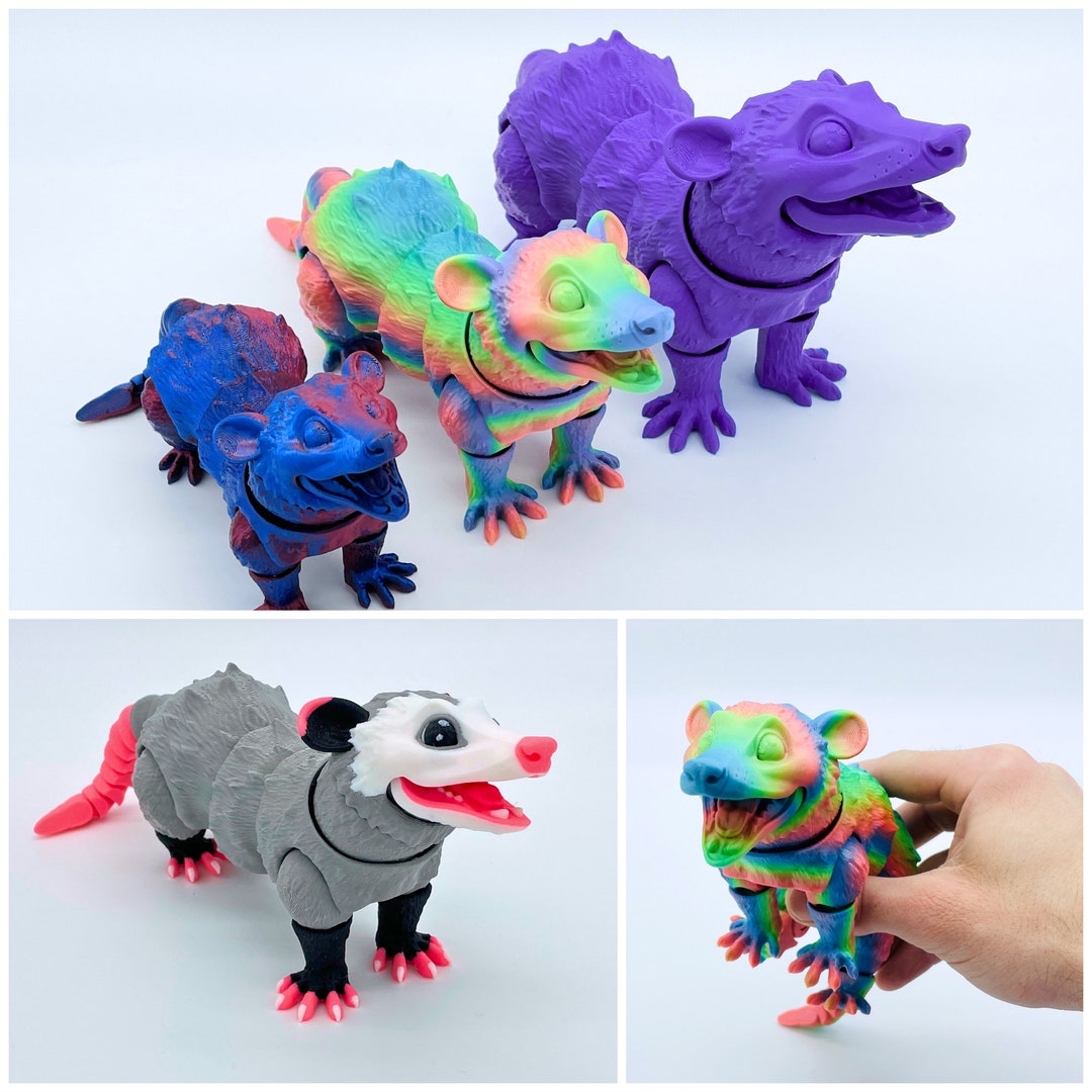 Articulated Possum Toy 3D Printed Animal, Realistic and Rainbow Colors ...