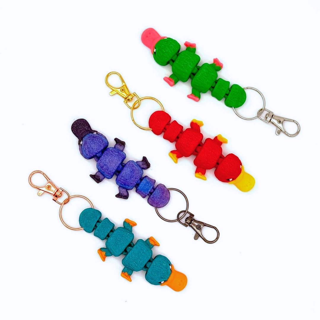 Mini Platypus Keychain: Teal Secret Agent Design, Cute Keychains 3D ...
