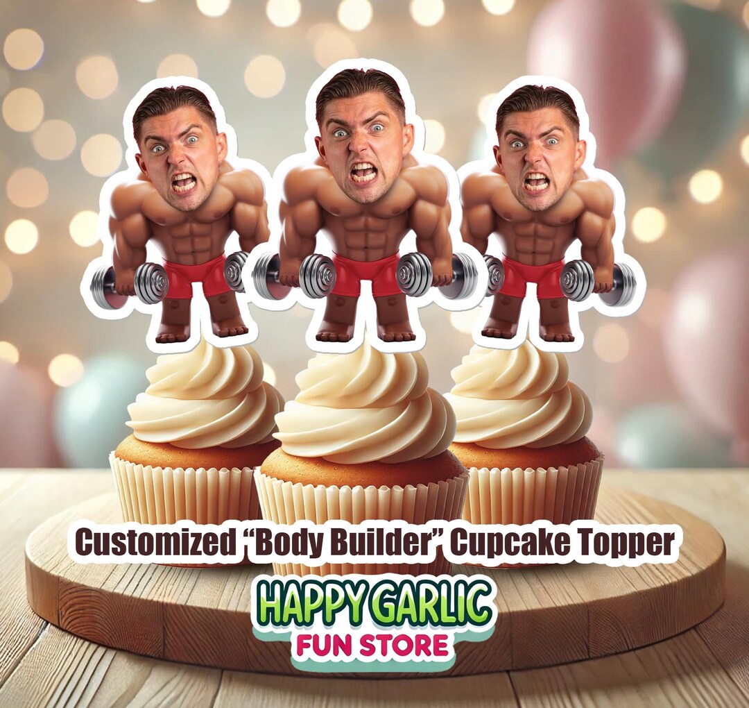 Body Builder Customized and Personalized Cupcake Toppers Digital ...