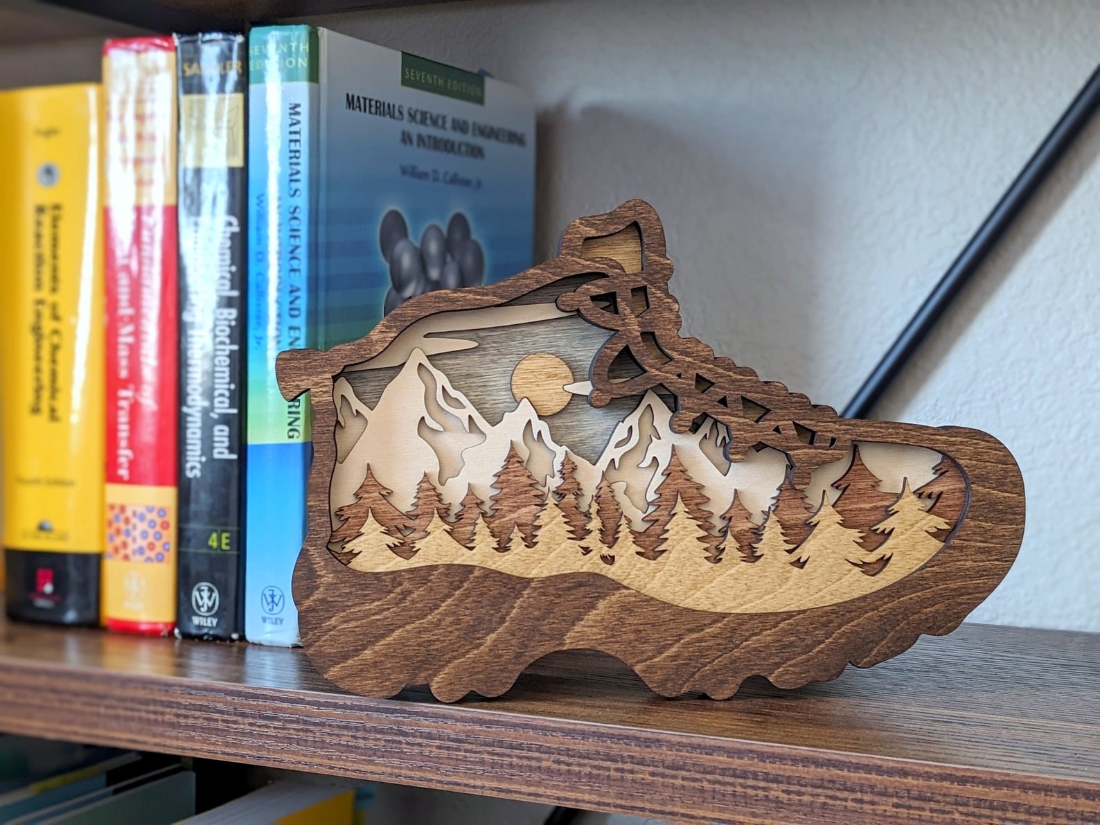 Handcrafted Neutral Wooden Hiking Boot Art Perfect Gift for Outdoor ...
