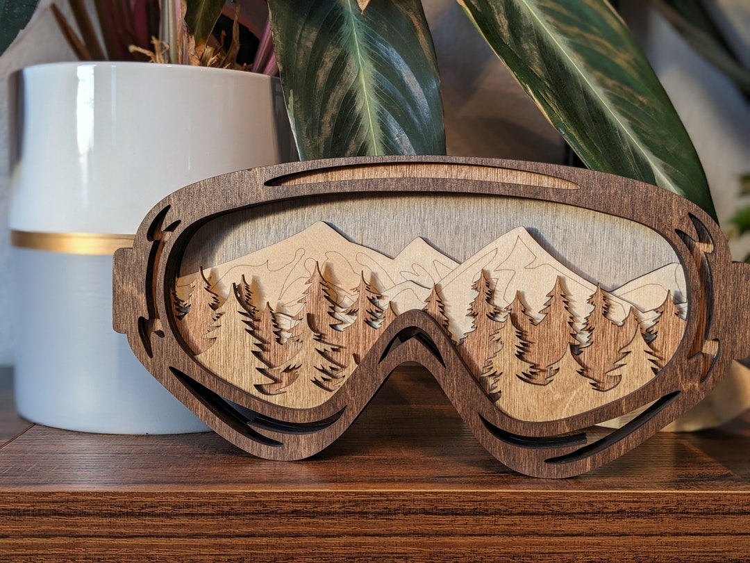 Handcrafted Neutral Wooden Ski Goggles Art Perfect Gift for Winter ...