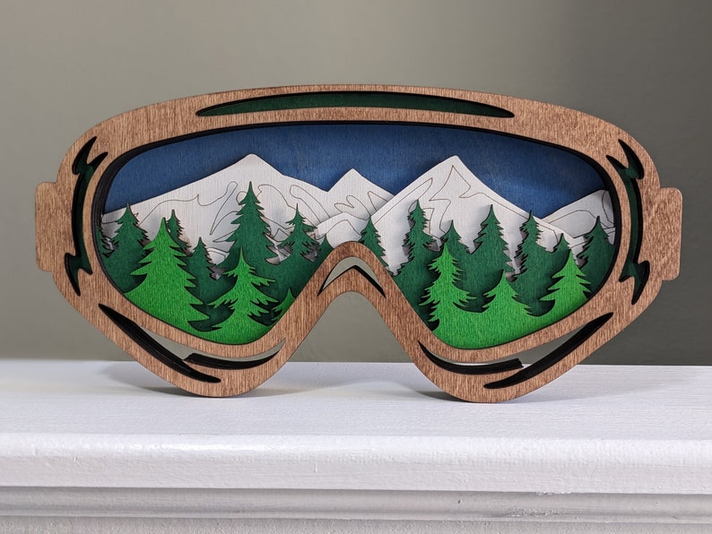 Handcrafted Colorful Wooden Ski Goggles Art - Perfect Gift for Winter ...