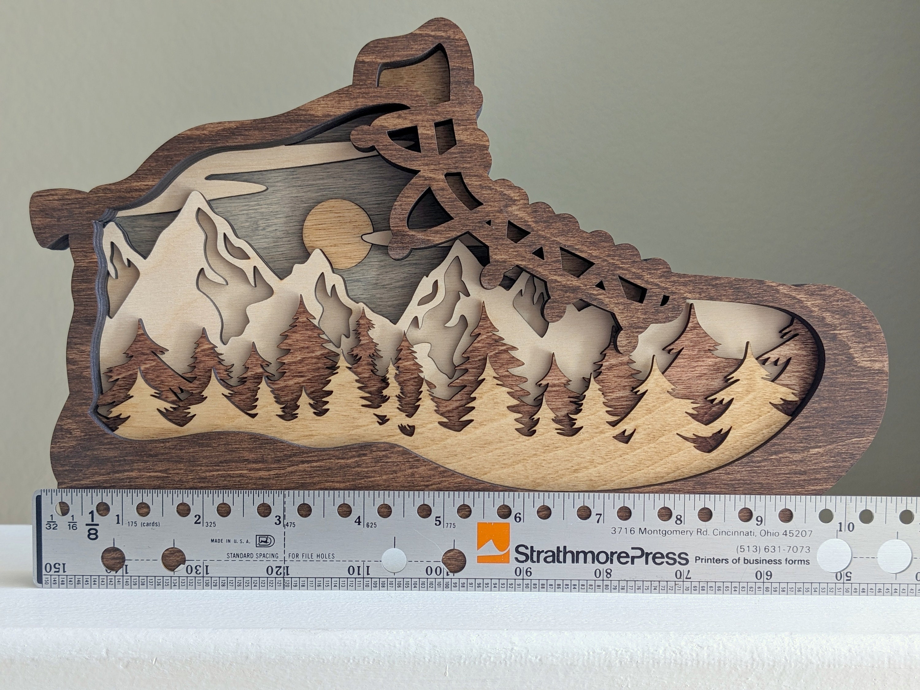 Handcrafted Neutral Wooden Hiking Boot Art Perfect Gift for Outdoor ...