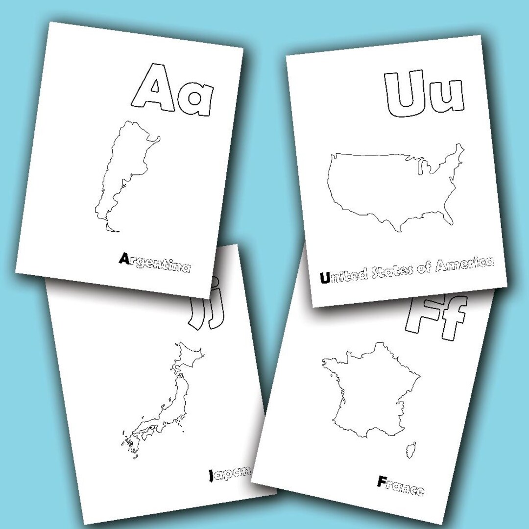 Alphabet Country/geography Coloring Book (printable) - PDF/PNG ...