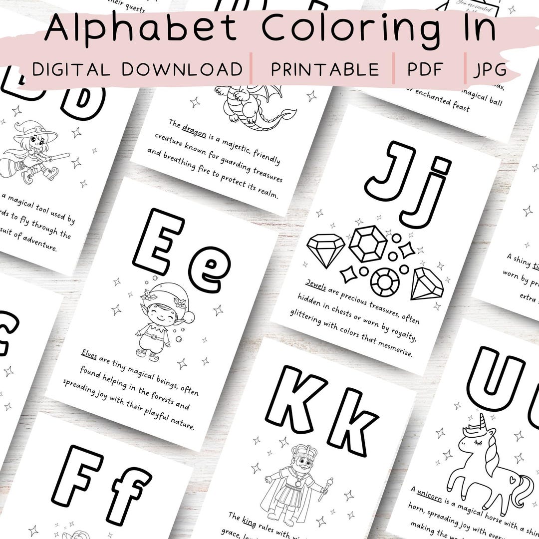 Alphabet Coloring Pages A-Z: Fairy Tale Letters - Magical Alphabet for ...