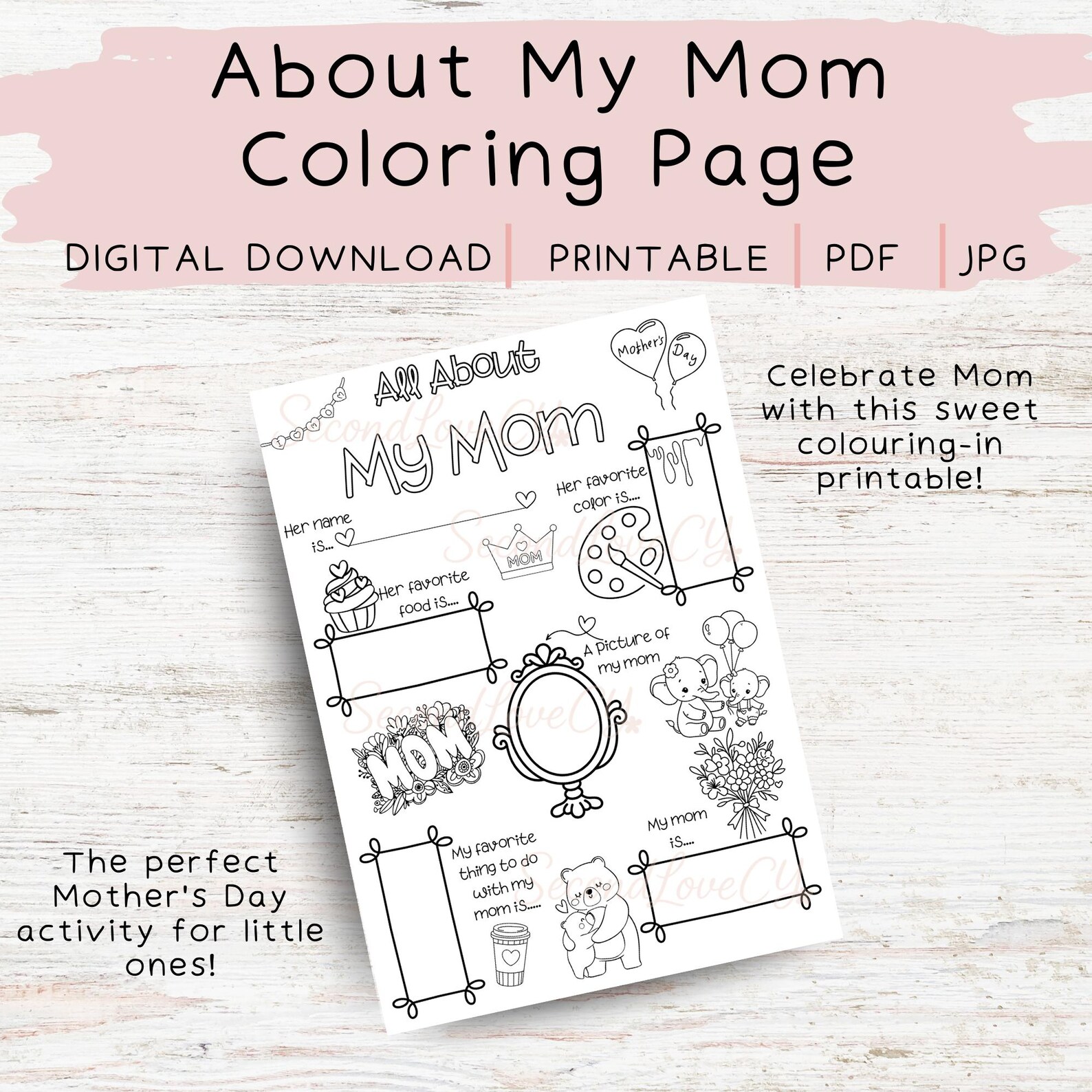 All About My Mom Activity (PDF), Mother's Day Activity - Etsy