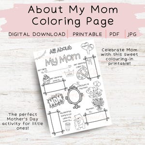 All About My Mom Activity (PDF), Mother's Day Activity - Etsy