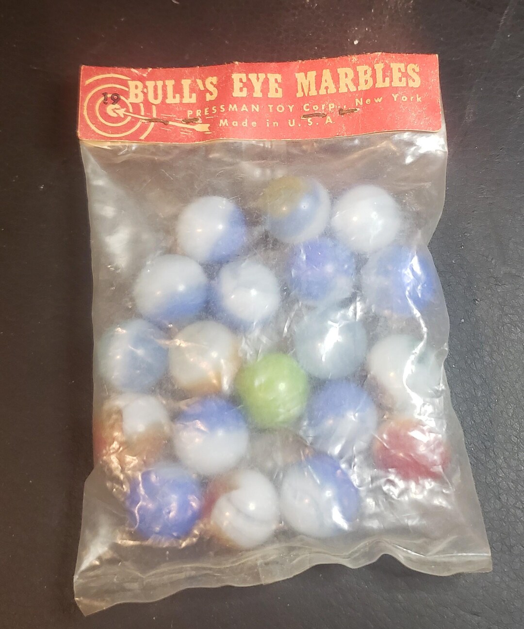 NOS Vintage Bull's Eye Marbles Plastic Bag of Marbles - Etsy