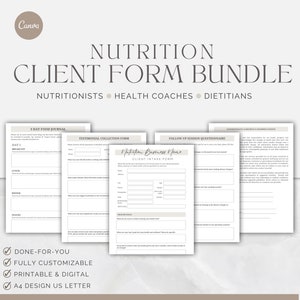 Nutrition Client Intake Form Bundle Nutrition Template Health Coach ...