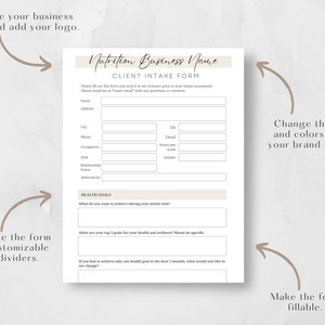 Nutrition Client Intake Form Bundle: Health Coach Template (PDF) - Etsy