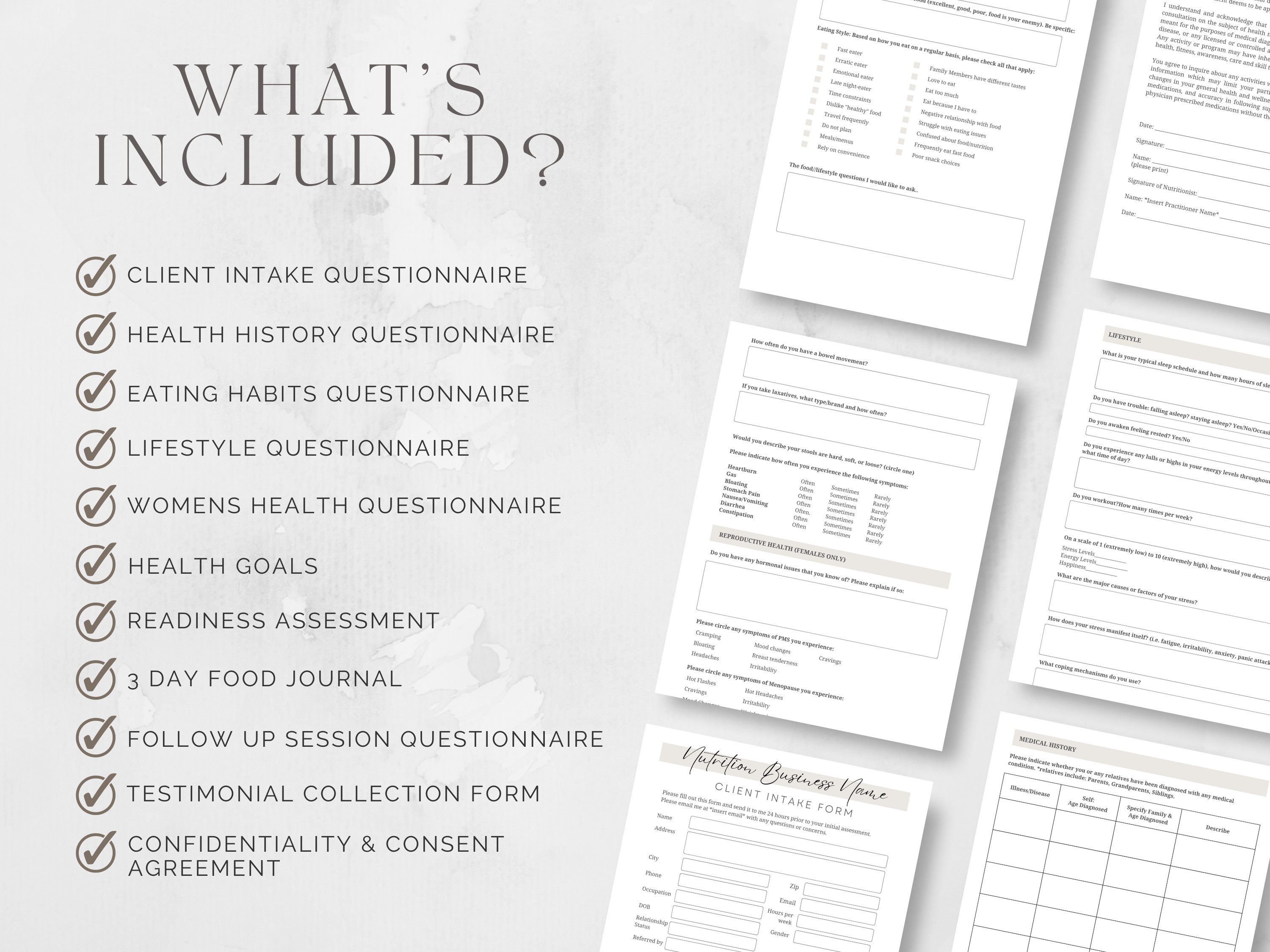 Nutrition Client Intake Form Canva Template: Health & Wellness (digital ...
