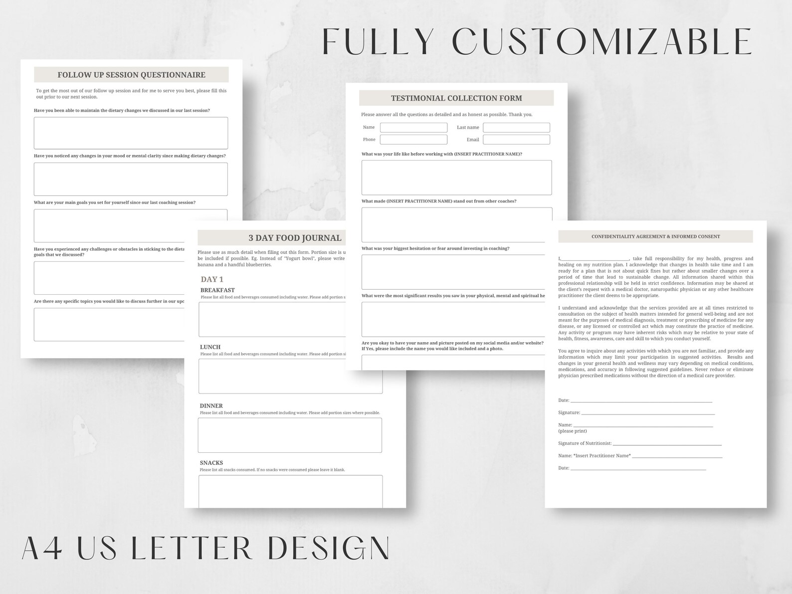 Nutrition Client Intake Form Bundle: Health Coach Template (PDF) - Etsy