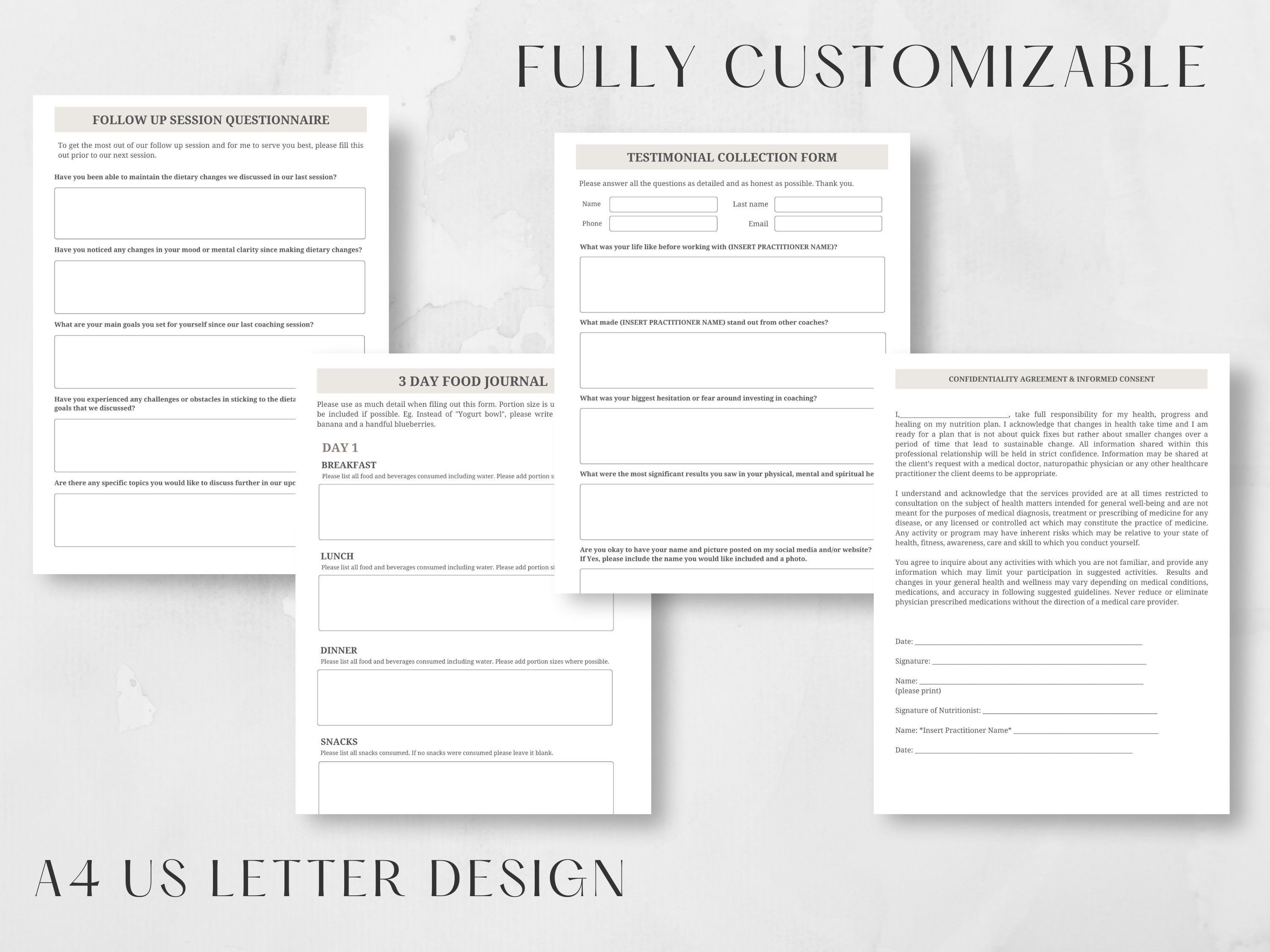 Nutrition Client Intake Form Bundle: Health Coach Template (PDF) - Etsy