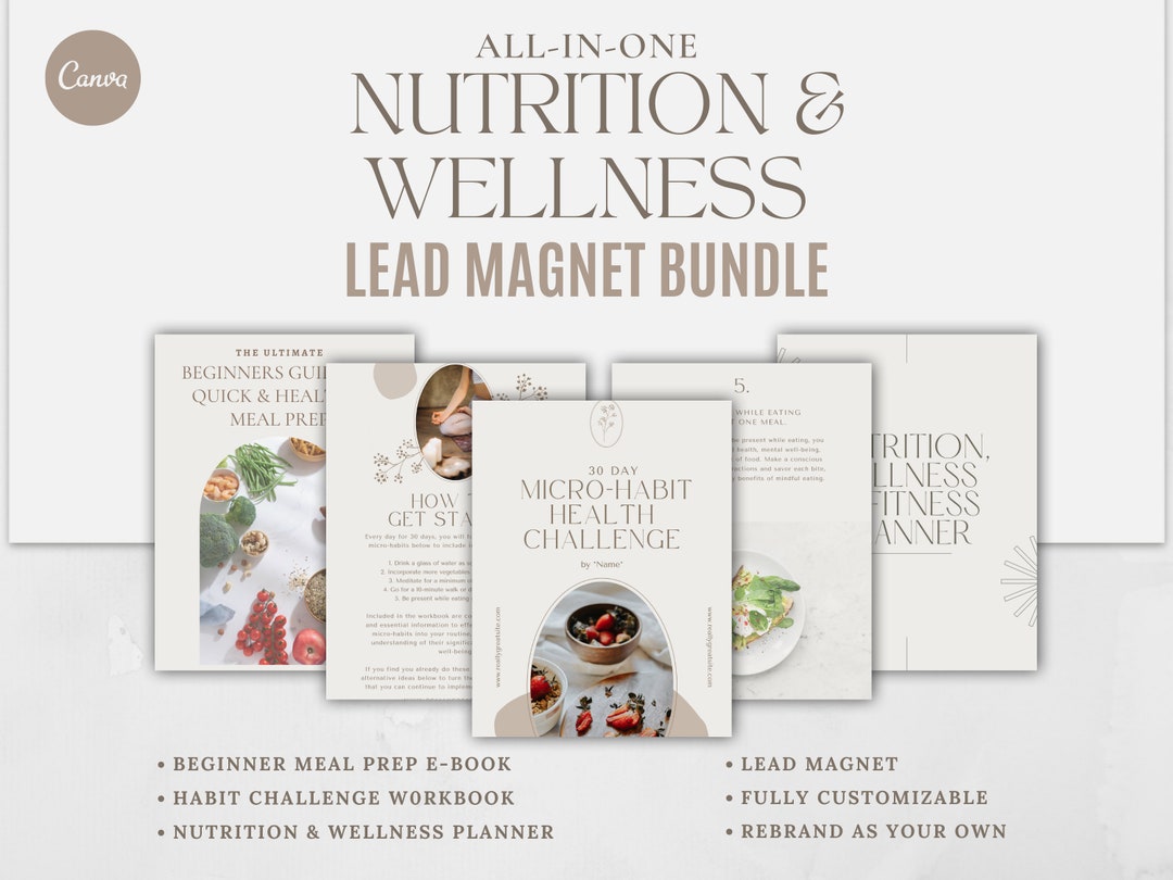 Nutrition & Wellness Lead Magnet Bundle: Meal Prep, Habit Challenge ...