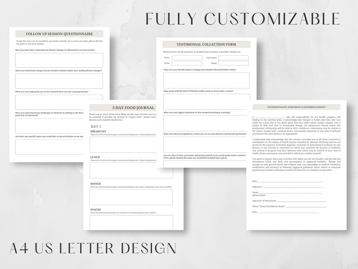 Nutrition Client Intake Form Canva Template Health Coach - Etsy